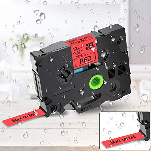 GREENCYCLE Compatible for Brother TZe-231 TZ-431 Laminated Tape Black on White/Red 12mm 0.47" 1/2 Inch for P Touch PT-D200 PT-D210 PT-D400 PT-H100 PT-1230PC Label Makers, 5 Pack