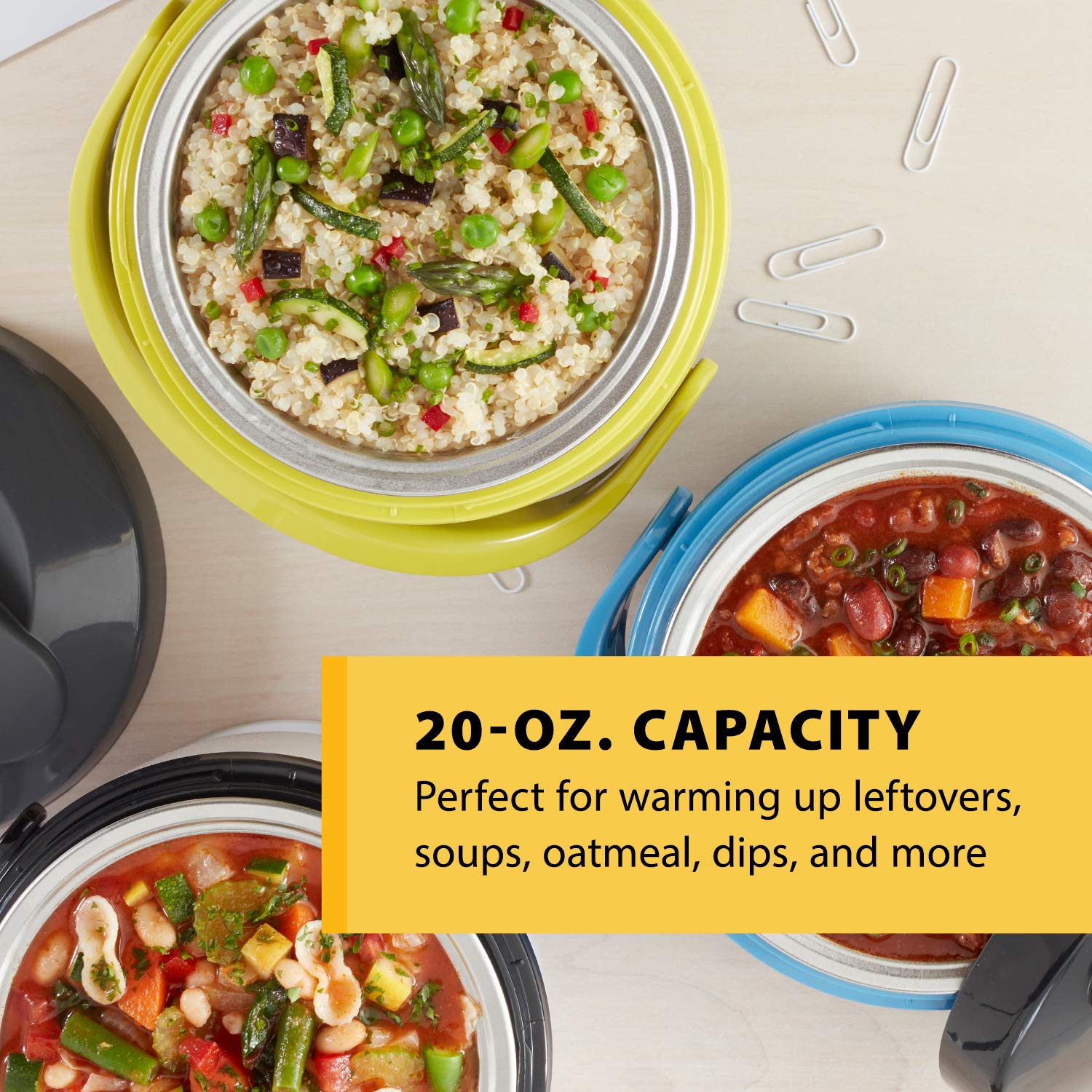 Crock-Pot 7 Quart Oval Manual Slow Cooker, Stainless Steel (SCV700-S-BR) & Electric Lunch Box, Portable Food Warmer for On-the-Go, 20-Ounce, Black/Blue