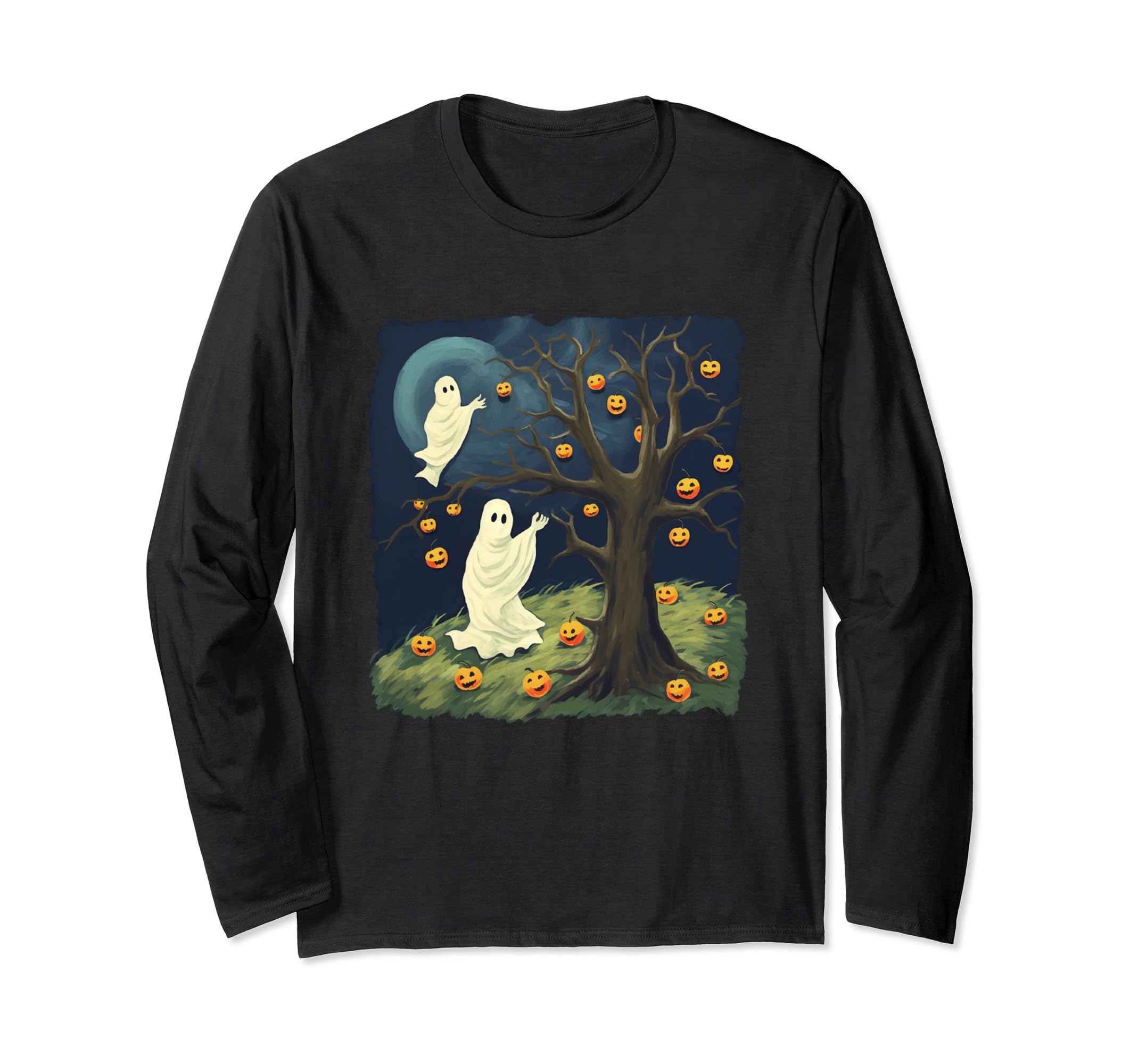 Ghost Apple Tree Spooky Gothic Halloween Costume Long Sleeve T-Shirt