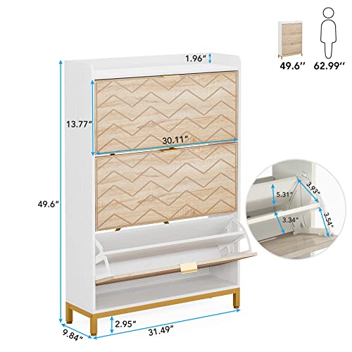 LITTLE TREE Shoe Cabinet with 3 Flip Drawers, 24 Pair Shoe Rack Organizer, Entryway Shoe Storage Cabinet