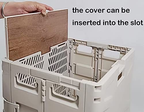 Folding Shopping Trolley Cart, Handle Trolley Cart, Utility Trolley Box, Cart Foldable Rolling Pull Cart Collapsible Utility Cart with Lid and Telescopic Handle 35L/50L Storage Crate with Wheels