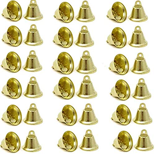 LONG TAO 50 Pcs Decorative Bells Craft Bells Jingle Bells Bridal Bells Decor Bells Ornaments Decoration Christmas Tree Pendants for Christmas Festival Decor DIY Craft (38mm, Gold)
