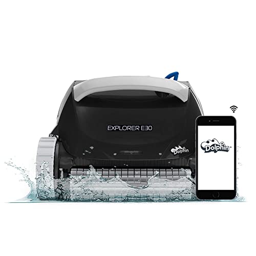 Dolphin Explorer E30 Robotic Pool Vacuum Cleaner with Wi-Fi Control — Large Capacity, Top Load Filter Basket is Simple to Clean — Powerful Suction Captures Small Debris — Ideal for All Pool Types