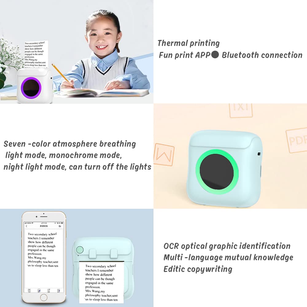 Portable Sticker Printer - Mini Instantly Print Customized Sticker, Bluetooth Wireless Sticker Printer for Office Home Organization, Pocket Thermal Printer Compatible with iPhone/Android (White)