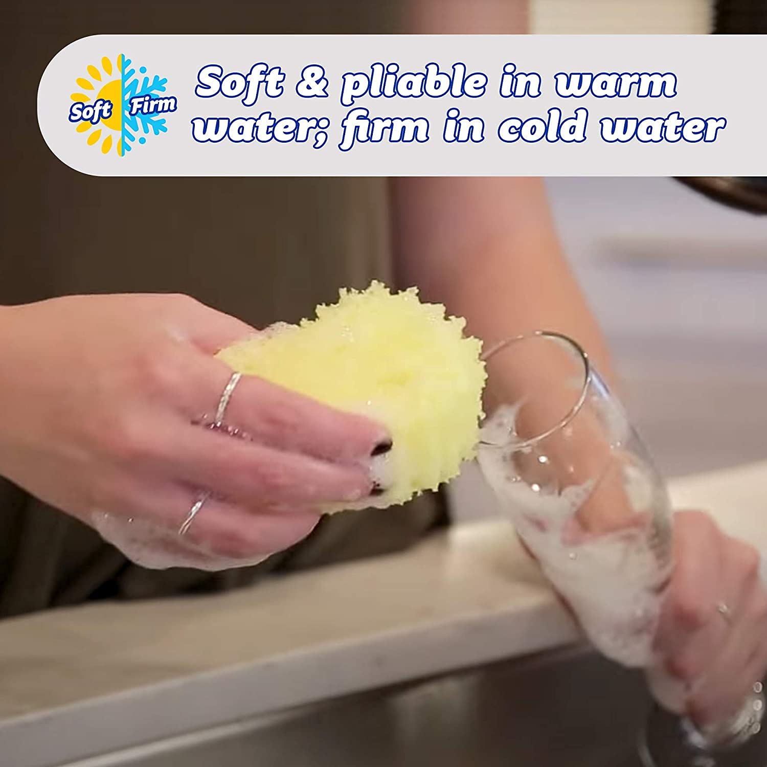 Scrub Daddy Smiling Scrubber, Grey - Scratch-Free Multipurpose Dish Sponge - BPA Free & Made with Polymer Foam - Stain, Mold & Odor Resistant Kitchen Sponge (1 Count)