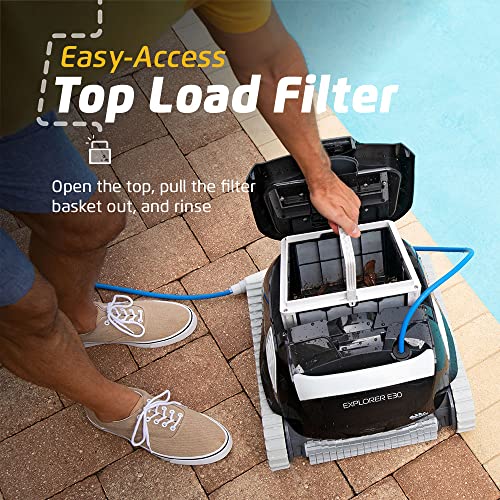 Dolphin Explorer E30 Robotic Pool Vacuum Cleaner with Wi-Fi Control โ Large Capacity, Top Load Filter Basket is Simple to Clean โ Powerful Suction Captures Small Debris โ Ideal for All Pool Types