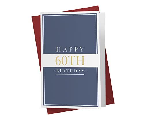60th Birthday Card for Him Her - 60th Anniversary Card - 60 Years Old Birthday Card for Brother Sister Friend - Happy 60th Birthday Card for Men Women - Karto - Navy
