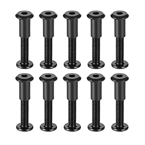 uxcell Screw Post Fit for 5/16"(8mm) Hole Dia, Male M6x40mm Binding Bolts Leather Fastener Carbon Steel Black 10 Sets