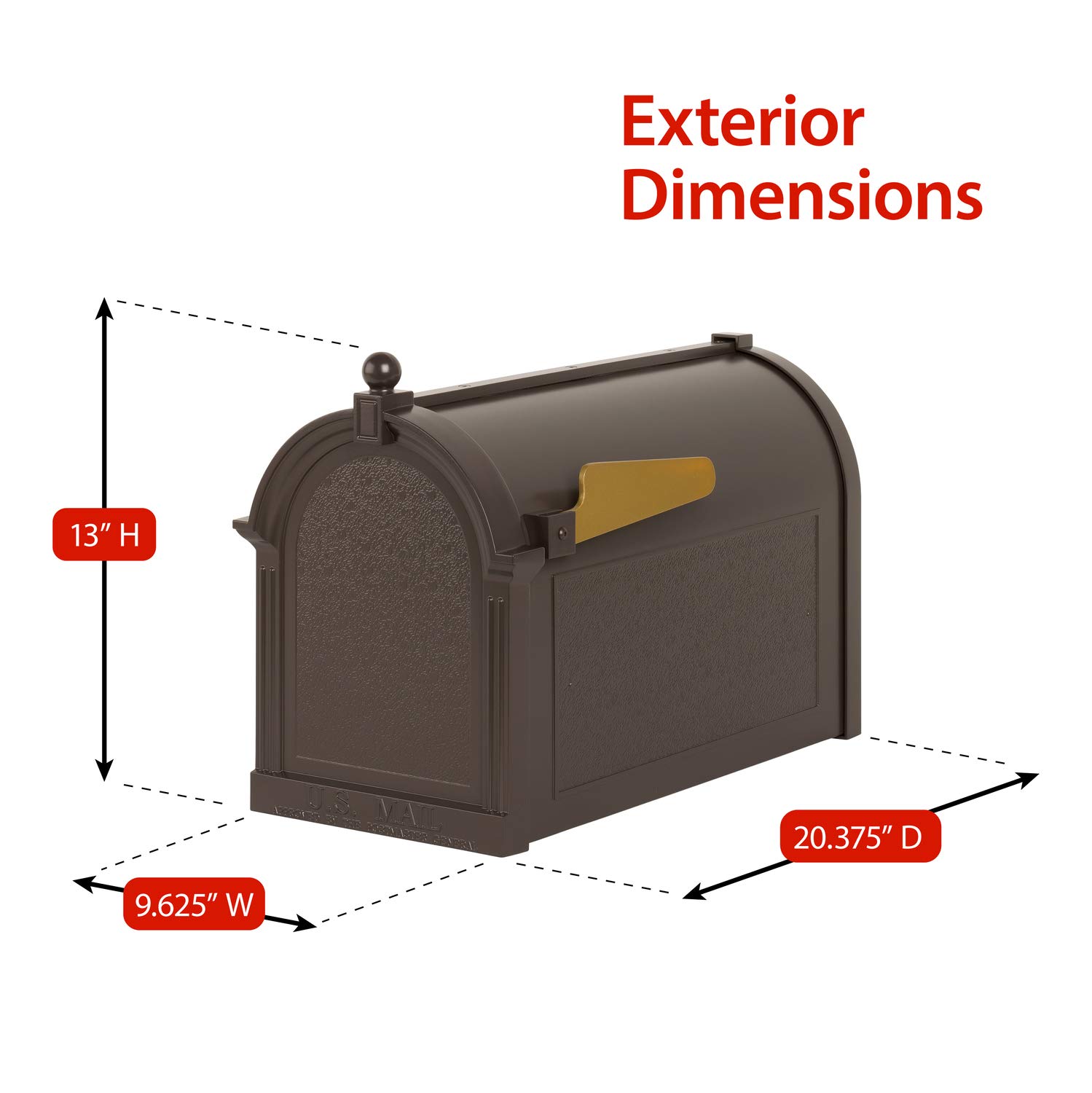 Whitehall Products Deluxe Mailbox Package, Aluminum, French Bronze