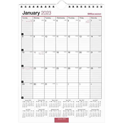 Office Depot® Brand Monthly Wall Calendar, 8" x 11", White, January 2023 To December 2023, OD301328