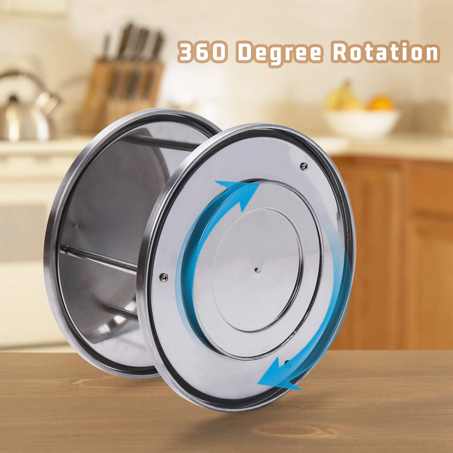 2 Tier Lazy Susan Turntable Organizer,Stainless Steel 360 Degree Turntable Pantry cabinet Turning Table Spice Rack Organizer Tray for Kitchen Bathroom Bedroom Parlor