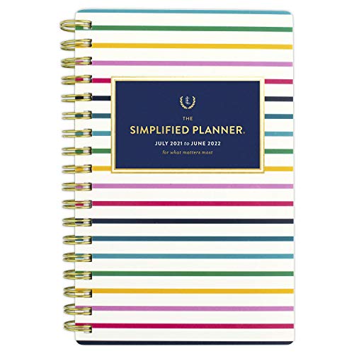 Academic Pocket Calendar 2021-2022, Simplified by Emily Ley for AT-A-GLANCE Weekly & Monthly Planner, 3-1/2" x 6", Pocket Size, for School, Teacher, Student, Thin Happy Stripe (EL60-300A)