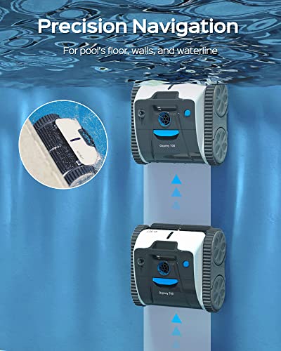 WYBOT Cordless Robotic Pool Cleaner, Ultra Strong Suction, Wall Climb Pool Vacuum with Intelligent Route Planning, Lasts 110Mins, Triple-Motor, Ideal for In-Ground Pools Up to 60 Feet (Black)