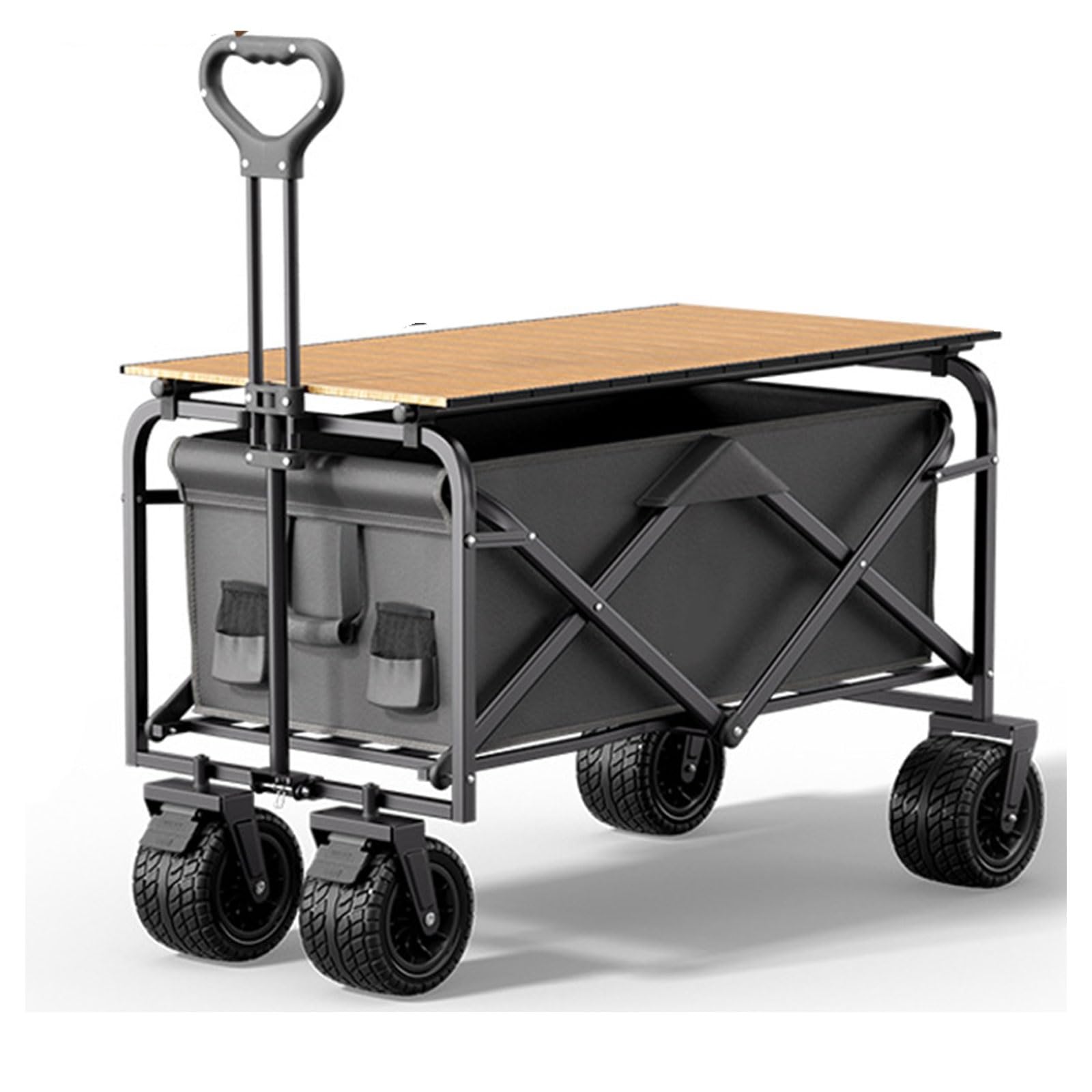 Folding Wagon Cart Heavy Duty Collapsible Utility Wagon Outdoor Camping Garden Cart WithAdjustable Handle for Camping, Sports, Shopping (Color : A) (B