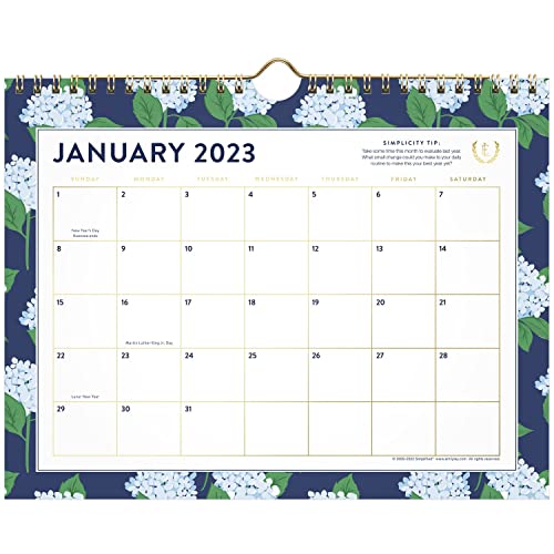 AT-A-GLANCE 2023 Wall Calendar, Simplified by Emily Ley, 11" x 8-1/2", Small, Monthly, Carolina Dogwood (EL91-709)