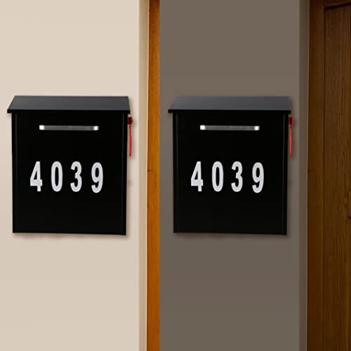 Black Wall Mount Mailbox - Large Capacity Security Wall Mailbox - Waterproof Iron Vertical Drop Mail Box Outdoor