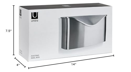 Umbra 460322-592 Postino Wall-Mount Mailbox, Stainless Steel