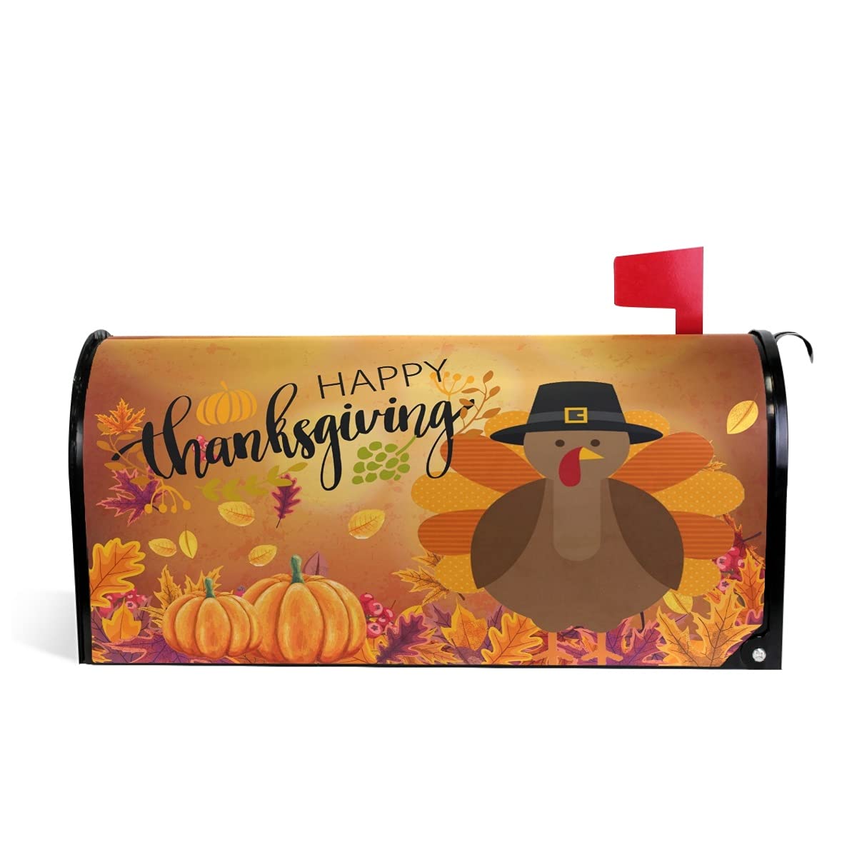 Happy Thanksgiving Day Turkey Pumpkin Magnetic Mailbox Cover Maple Leaves Sunflower Autumn Fall Harvest Welcome Mail Box Covers Letter Post Oversized 18 X 21