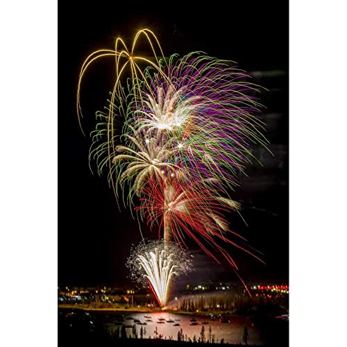 ArtDirect Colorado, Frisco Fireworks Display on July 4th XIV 13x18 Black Modern Wood Framed with Double Matting Museum Art Print by Lord, Fred