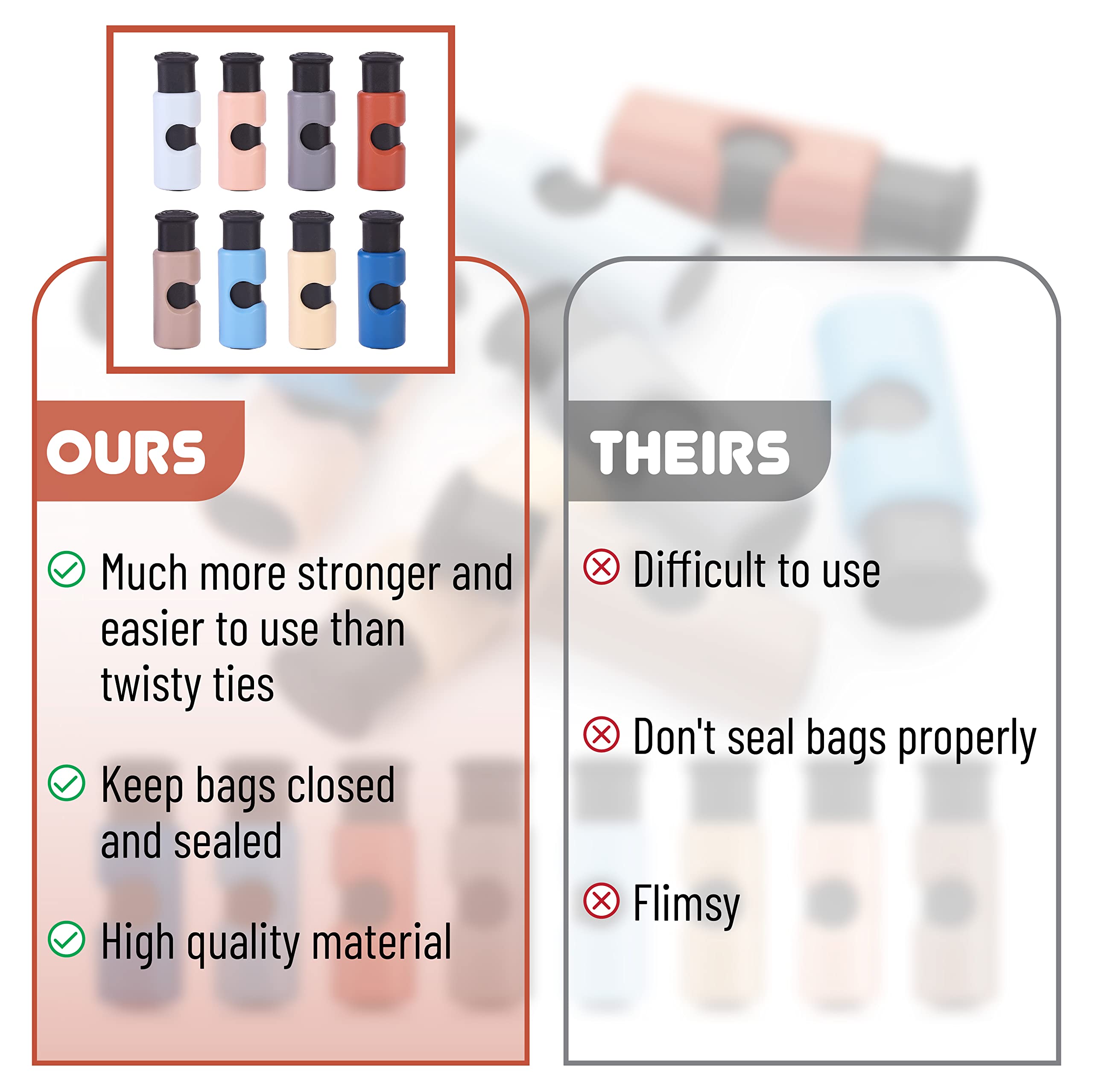 Mr. Pen- Bag Clips, 8 Pack, Squeeze and Lock Bread Bag Clips for Food Storage, Food Clips for Bags, Bread Clips, Plastic Bag Clip, Bag Closure Clips, Bread Clips Plastic, Bread Bag Clip