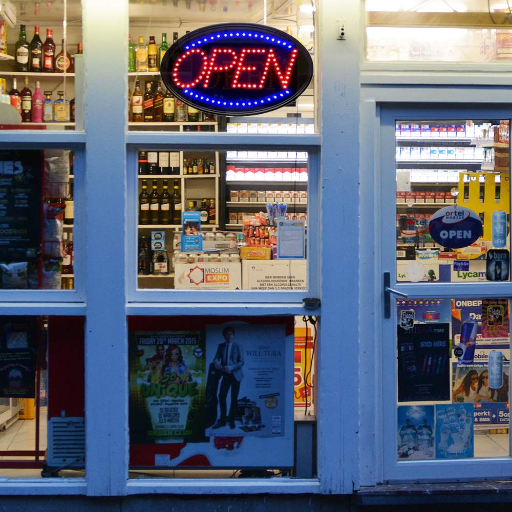 Bright LED Open Sign for Business. WAENLIR 23x14inch Advertisement Board High Visibility Electric Display Sign,Two Modes Flashing&Steady Light for Business,Walls,Window,Shop,Bar,Hotel