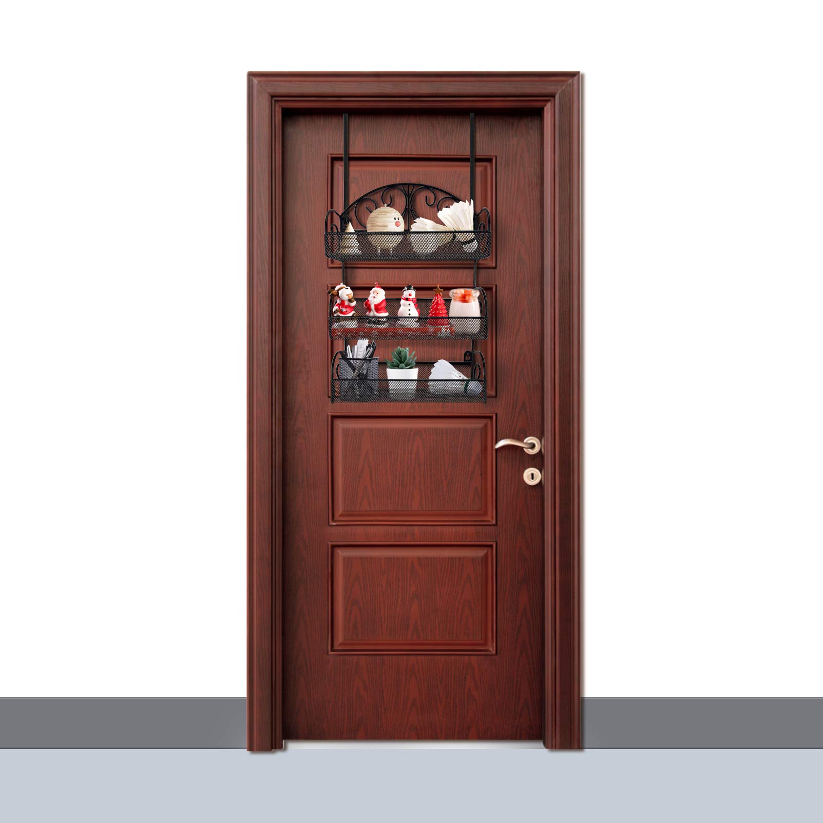 Giftgarden 3 Tier Over The Door Spice Rack, Wall Mount Hanging Spice Organizer for Cabinet Pantry Kitchen, Black