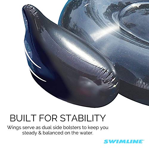 Swimline 90628 Giant Black Swan Inflatable Ride-On Pool Float Large