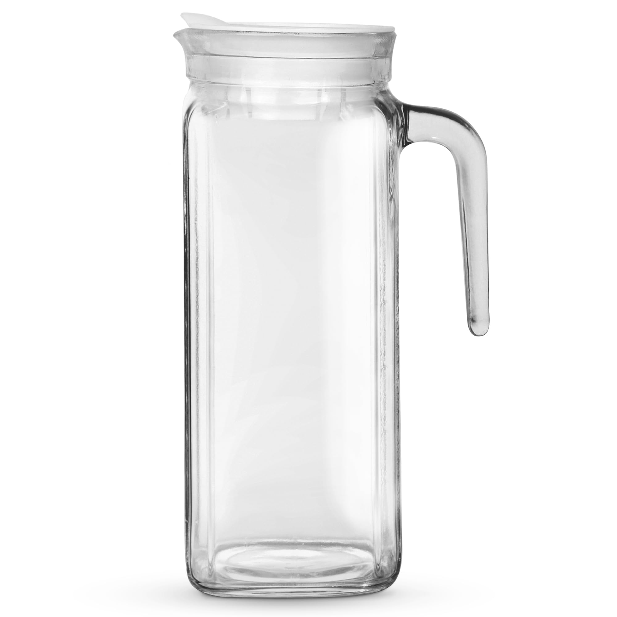 Amici Home Italian Igloo Quadra Glass Pitcher with Lid and Spout | 34 Ounce | Clear Glass Water Pitcher for Refrigerator | Carafe for Iced Tea, Juice, Milk, Cold Brew and Mimosa Bar
