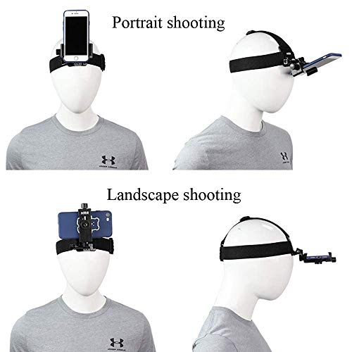 Head-Mounted Mobile Phone Holder,First-Person View Video Outdoor Live Shooting Bracket with Phone Clip(4"-7") for iPhone Samsung Smartphones and GoPro Insta360 Sony DJI Action Camera Head Mount Strap