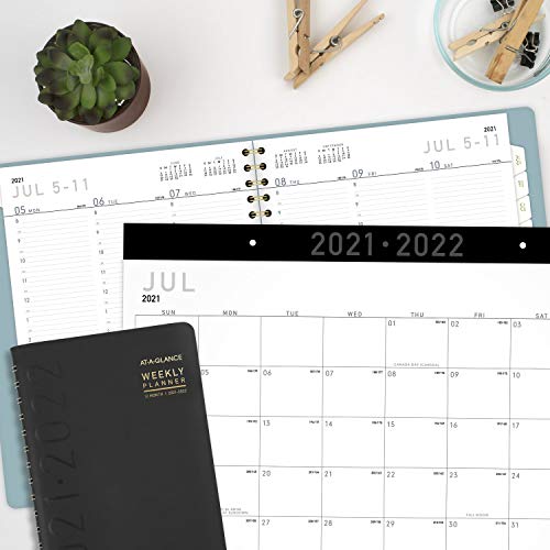 Academic Planner 2021-2022, AT-A-GLANCE Weekly & Monthly Book Planner, 5" x 8", Small, for School, Teacher, Student, Contempo, Classic Blue (70101X20)
