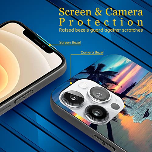 RAOIOLS Compatible with iPhone 13 Pro Max Case Cover,Sunset Beach Palm Trees,Protective Shockproof Full Body Soft TPU Bumper and PC Protective Slim Case for iPhone 13 Pro Max - 6.7inch