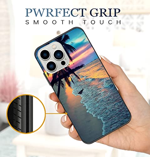 RAOIOLS Compatible with iPhone 13 Pro Max Case Cover,Sunset Beach Palm Trees,Protective Shockproof Full Body Soft TPU Bumper and PC Protective Slim Case for iPhone 13 Pro Max - 6.7inch