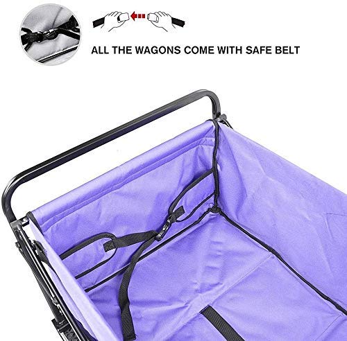 KOHARA Folding Wagon Cart Collapsible Outdoor Utility Wagon Heavy Duty Beach Wagon with 4 Wheels and Steel Brakes,Trolley,Foldable Pull Wagon Hand Transport Cart Collapsible