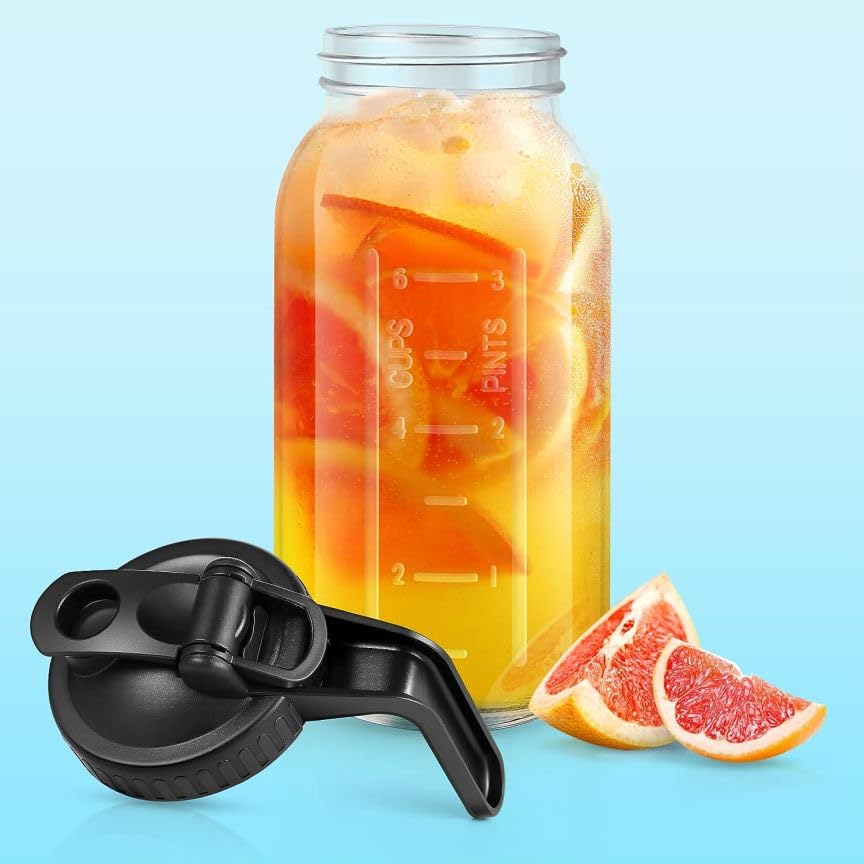 64 oz Glass Pitcher with Lid and Pour Spout,Breast Milk Pitcher Leak Proof, Creamer Container for Sun Tea, Juice, Cold Brew Coffee, Breastmilk Storage Container