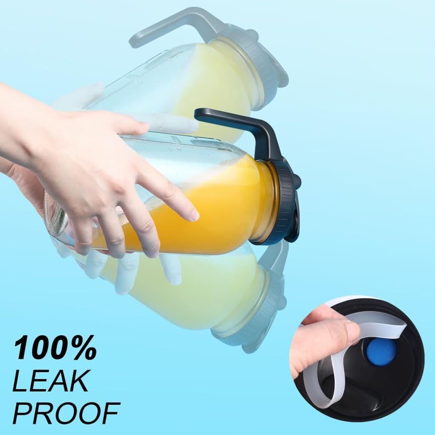64 oz Glass Pitcher with Lid and Pour Spout,Breast Milk Pitcher Leak Proof, Creamer Container for Sun Tea, Juice, Cold Brew Coffee, Breastmilk Storage Container