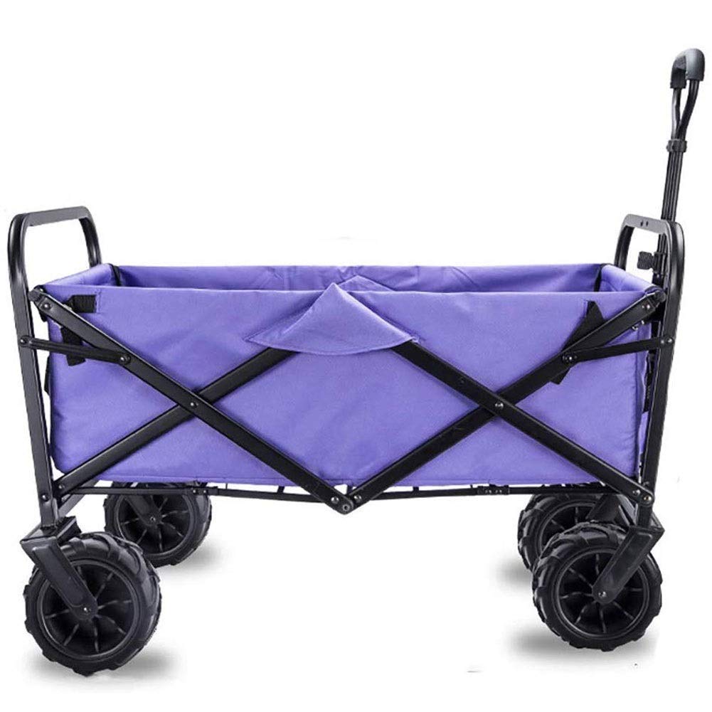KOHARA Folding Wagon Cart Collapsible Outdoor Utility Wagon Heavy Duty Beach Wagon with 4 Wheels and Steel Brakes,Trolley,Foldable Pull Wagon Hand Transport Cart Collapsible