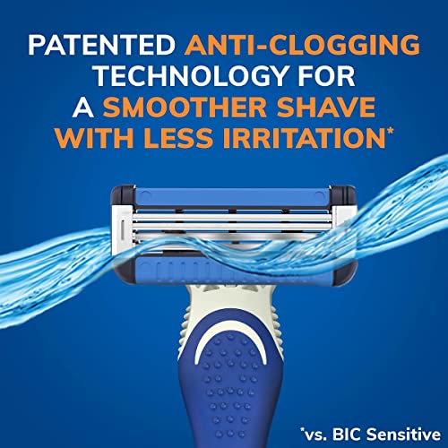 BIC EasyRinse Anti-Clogging Men's Disposable Razors for a Smoother Shave With Less Irritation*, Easy Rinse Shaving Razors With 4 Blades, 2 Count