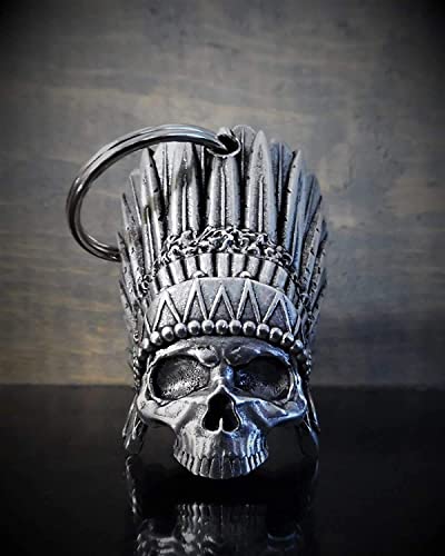 Bravo Bells Indian Skull Bell - Biker Bell Accessory or Key Chain for Good Luck on the Road