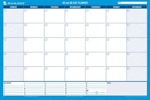 AT-A-GLANCE Wall Planner / Calendar, Undated, Erasable, 30/60-Day, 36 x 24, White/Blue (PM233-28)