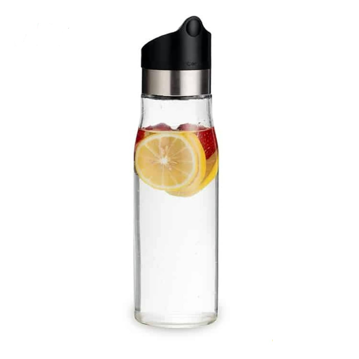 J&M DESIGN 28 OZ Glass Pitcher With Lid Water Carafe Easy Twist Stainless Steel & Plastic Lid Removeable Strainer For Juice Beverage drinks Iced Coffee Milk Container Bottle Jar Mimosa Bar Supplies
