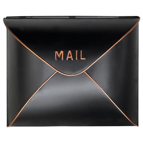 NACH Black Mailbox Wall Mount, 12.5 x 5 x 10 inch Wall Mount Mailboxes for Outside, Waterproof Mailboxes for Outside - Envelope Mailbox