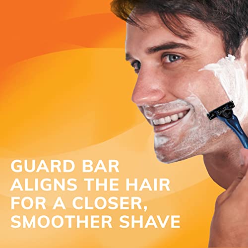 BIC Comfort 3 Refillable Three-Blade Disposable Razor for Men, Sensitive Skin Razor For a Comfortable Shave, 1 Handle and 6 Cartridges, 7 Piece Razor Set