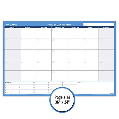 AT-A-GLANCE Wall Planner / Calendar, Undated, Erasable, 30/60-Day, 36 x 24, White/Blue (PM233-28)