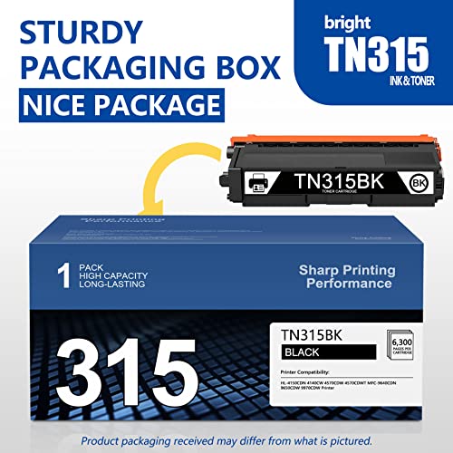 EAXIUCE (Black, 1-Pack) Compatible High Yield TN315 TN315BK Toner Cartridge Replacement for Brother HL-4150CDN 4140CW 4570CDW 4570CDWT MFC-9640CDN 9650CDW 9970CDW Printer by PALLAEAXIUCEMTONER