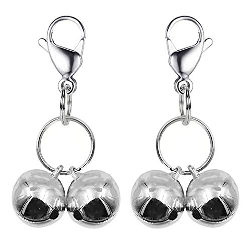 IVIA PET 4 Sets Cat Bell for Dog Collar Charm Training Pet Pendant Accessories with 2 Pack Stainless Steel Dog Tag Clips(2 X-Small Silver)