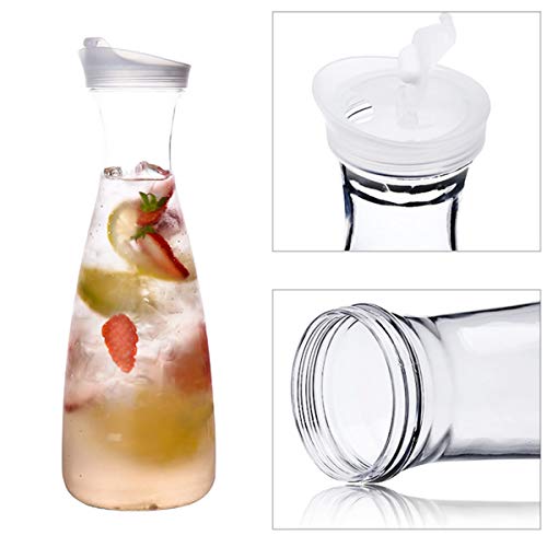 Carafes Pitchers With Lid,Clear Plastic Water Pitcher Or Beverage Drink Dispenser Jug For Cold Brew,Juice,Iced Tea, Coffee,Mimosa Bar(20 oz)