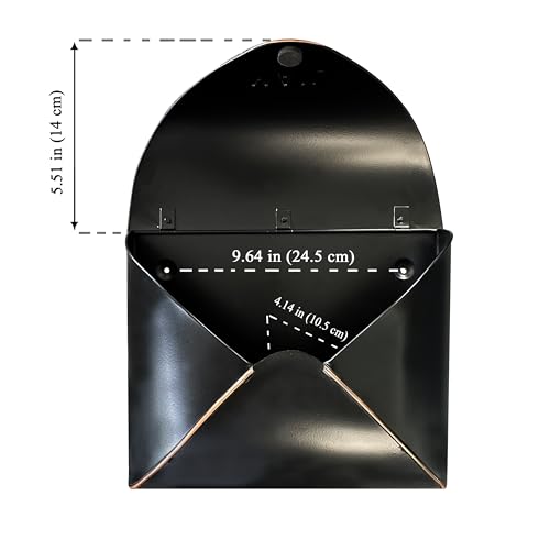 NACH Black Mailbox Wall Mount, 12.5 x 5 x 10 inch Wall Mount Mailboxes for Outside, Waterproof Mailboxes for Outside - Envelope Mailbox
