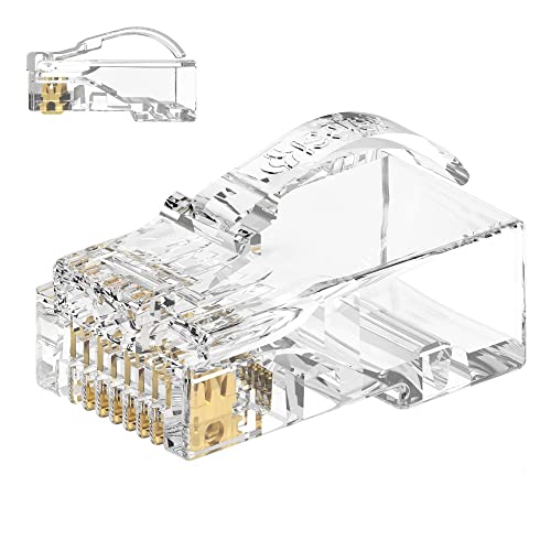 iSelek RJ45 CAT 6 Snagless Closed End Connector, 8P8C Ethernet Modular Connectors for Cat 5e and Category 6 Stranded and Solid Unshielded Wire and LAN Network Cable (Can, 50)