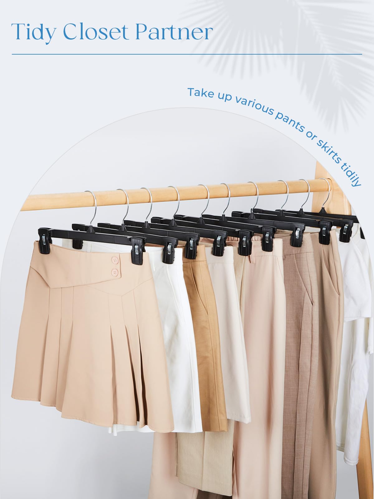 Titan Mall Pants Hangers 30 Pack 12inch Black Plastic Skirt Hanger with Non-Slip Big Clips and 360 Rotatable Hook, Durable and Sturdy Plastic Hanger, Elegant and Economical for Hanging Pants or Skirts