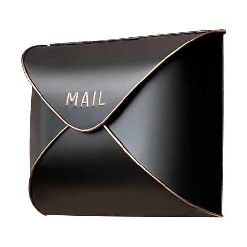 NACH Black Mailbox Wall Mount, 12.5 x 5 x 10 inch Wall Mount Mailboxes for Outside, Waterproof Mailboxes for Outside - Envelope Mailbox